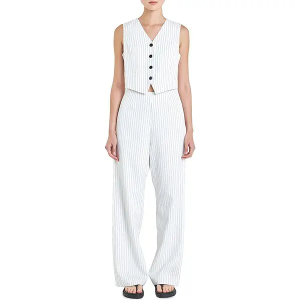 GREY LAB Vest Wide Leg Jumpsuit - White