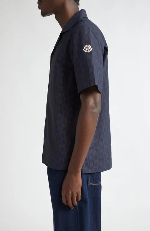 Moncler Monogram Print Cotton Camp Shirt