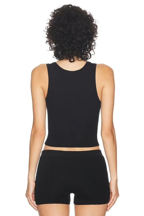 Eterne Square Neck Cropped Tank Top - Black