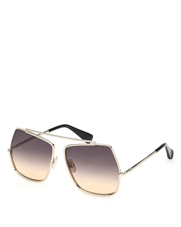 Max Mara Pilot Sunglasses, 58mm - Gold/gray Gradient