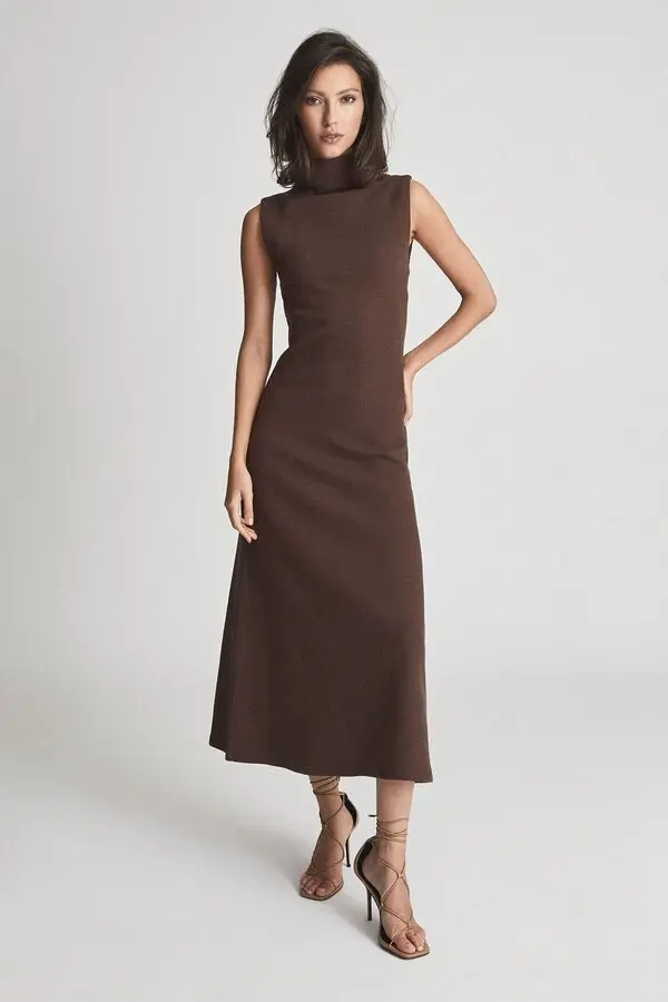 Reiss Alyssa Open Back Midi Dress In Chocolate Brown - 61% Off |  Editorialist