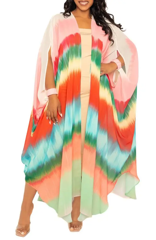 BUXOM COUTURE Ombré Stripe Elastic Cuff Cover-up - Orange Multi