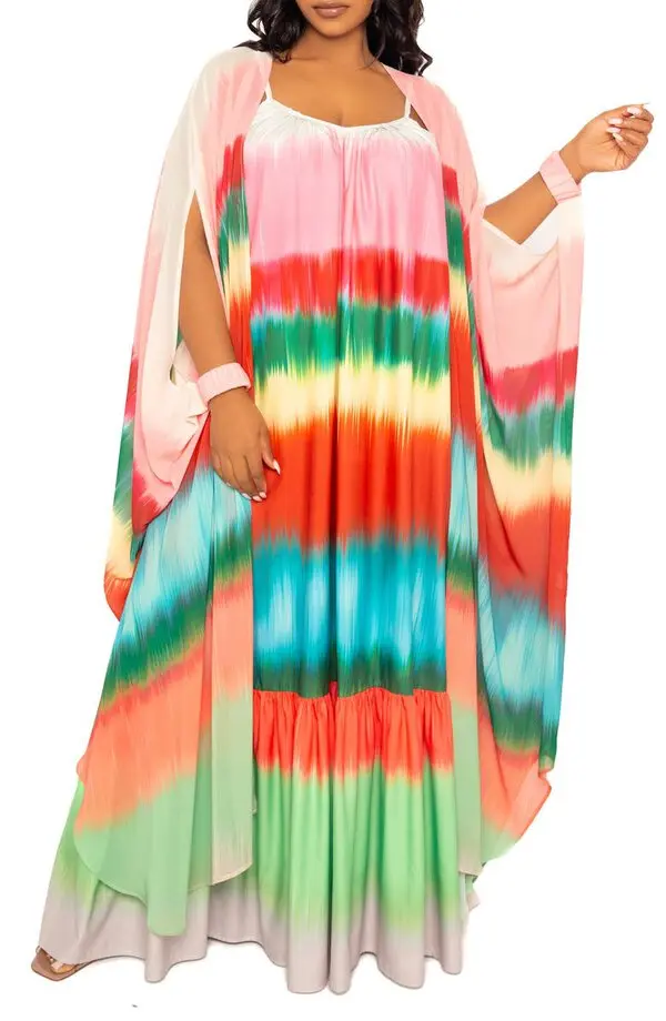BUXOM COUTURE Ombré Stripe Elastic Cuff Cover-up