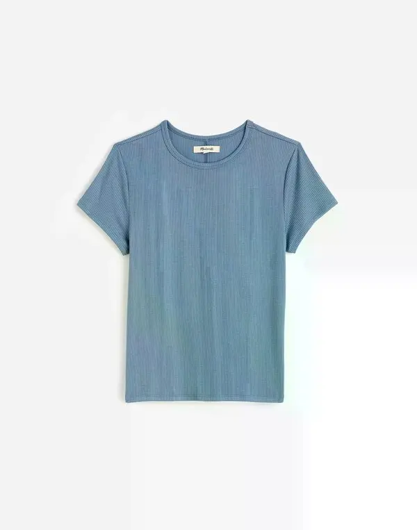Madewell Drapey Ribbed Tee - Teapot Blue