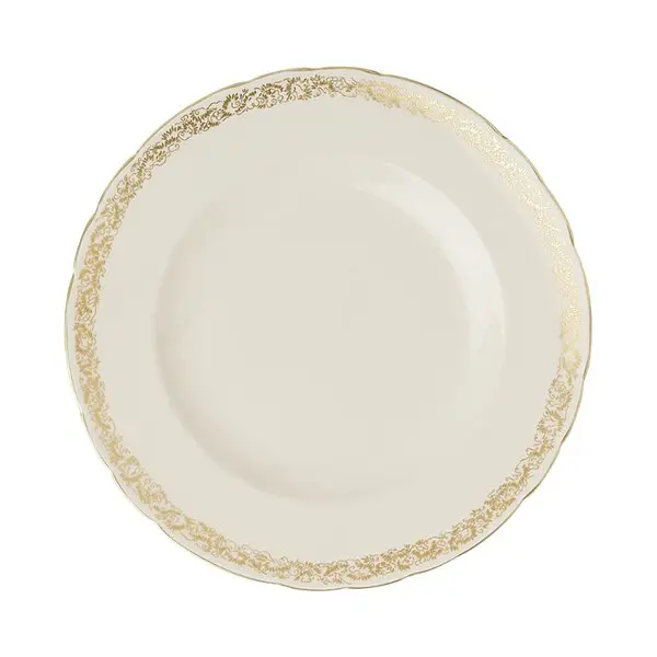 ROYAL CROWN DERBY Gold Aves Narrow Band Dinner Plate - Clear