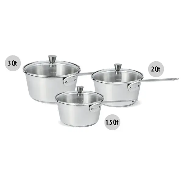 CRISTEL 1826 Collection 3 Pc Stainless Steel Saucepans With Lids Set - No Color