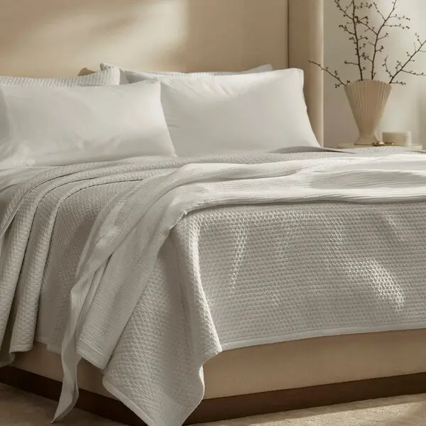 BOLL & BRANCH Signature Textured Stitch Quilt, Full Queen - White