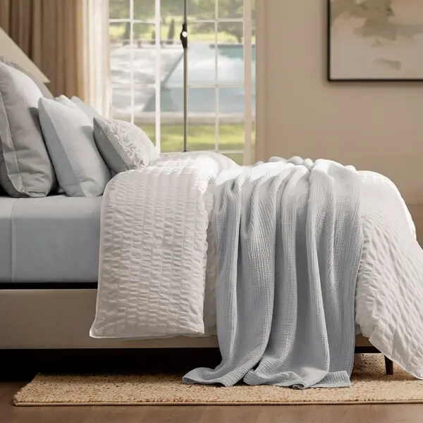 BOLL & BRANCH Relaxed Seersucker Duvet Set - White
