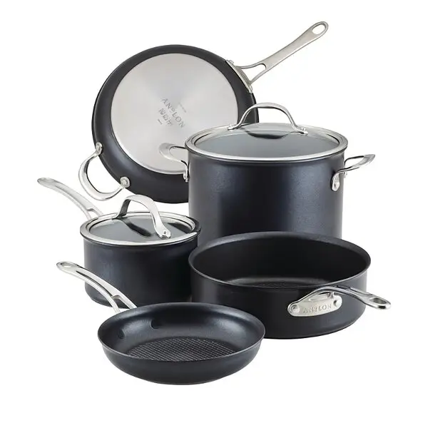 ANOLON X Hybrid 7 Piece Nonstick Cookware Set - Silver