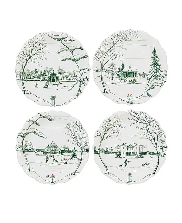 JULISKA Country Estate Winter Frolic Party Plate Assorted Set/4 - Evergreen