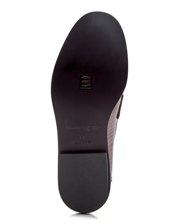 Mcqueen Alexander Croc Embossed Apron Toe Loafers In Black  display picture 1