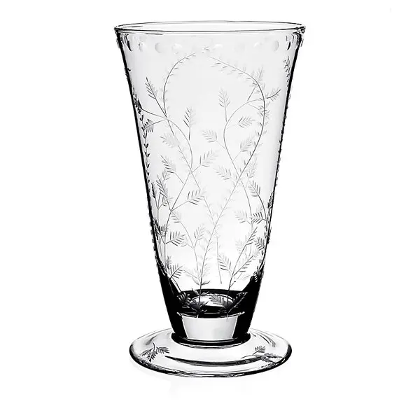WILLIAM YEOWARD CRYSTAL Fern Footed 12.5 Flower Vase - Clear
