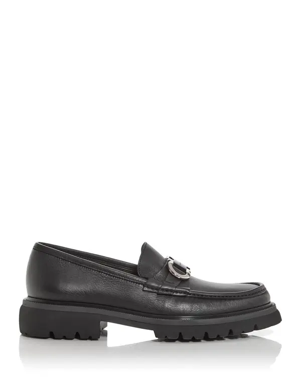 FERRAGAMO Gancini Leather Loafers - Nero