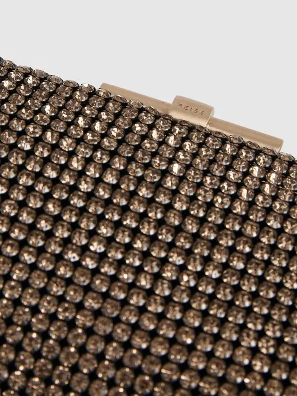 REISS Adaline Embellished Clutch - Gold