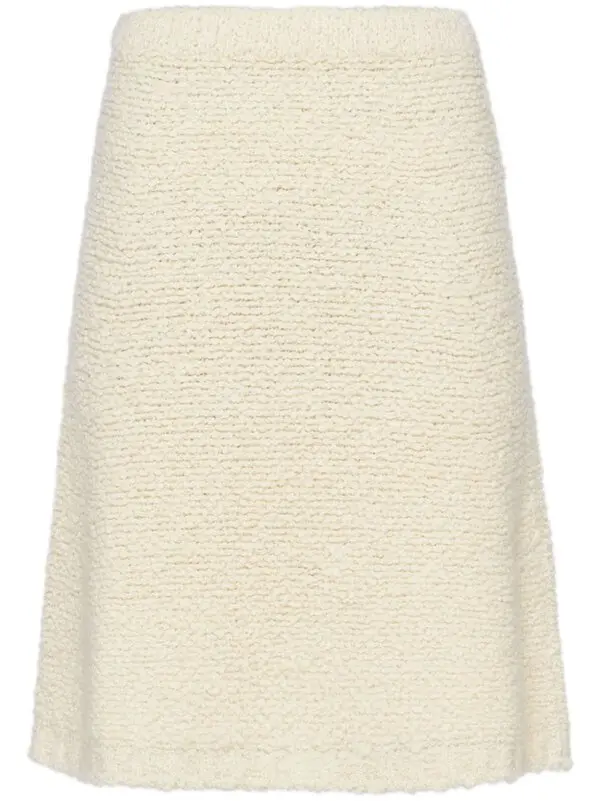 Prada Bouclé Knitted Wool Skirt - Neutrals