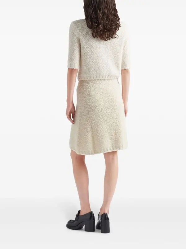 Prada Bouclé Knitted Wool Skirt - Neutrals