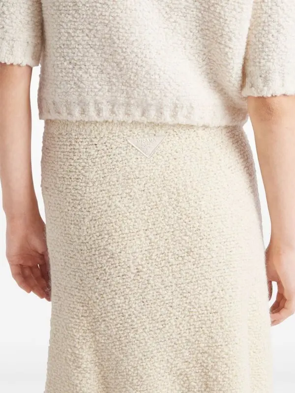 Prada Bouclé Knitted Wool Skirt - Neutrals