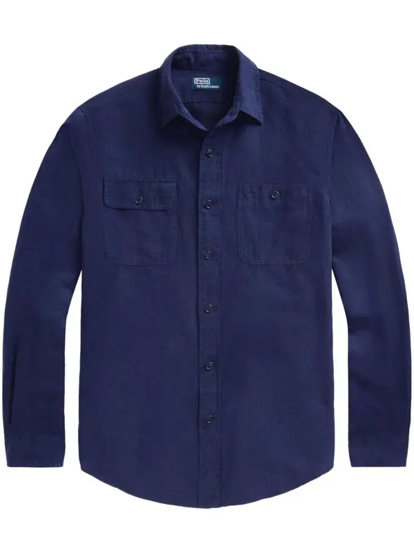 Ralph Lauren Linen-Blend Button-Up Shirt In Blue - 40% Off | Editorialist