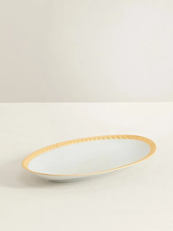 L'Objet Neptune Small Gold-plated Porcelain Platter - White