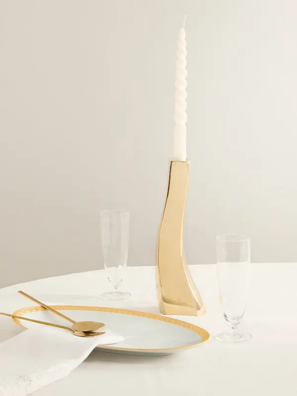 L'Objet Neptune Small Gold-plated Porcelain Platter
