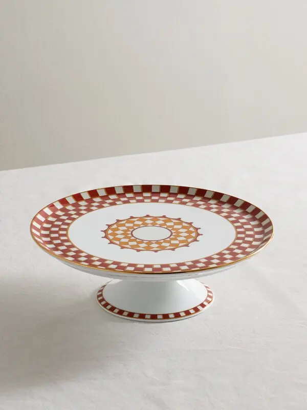 La DoubleJ Gold-plated Porcelain Cake Stand - Orange