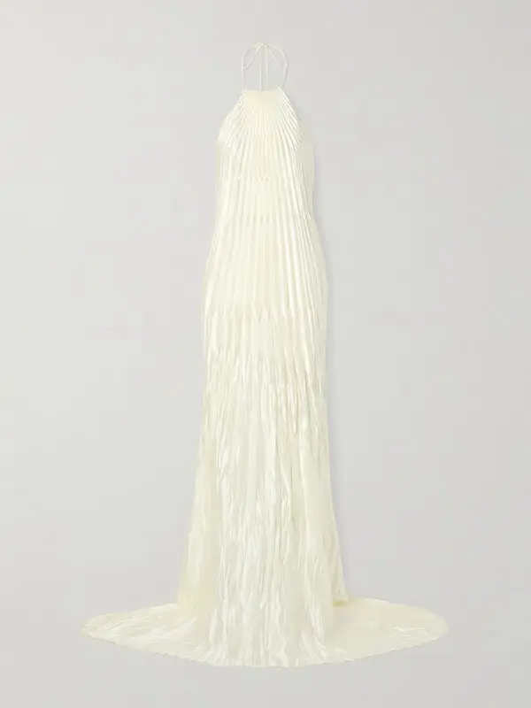 DANIELLE FRANKEL Sinclair Embellished Halterneck Gown - Neutrals