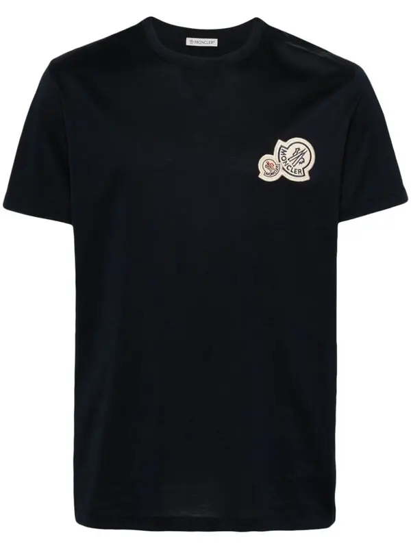 Moncler Double Logo-patch Cotton T-shirt - Blue