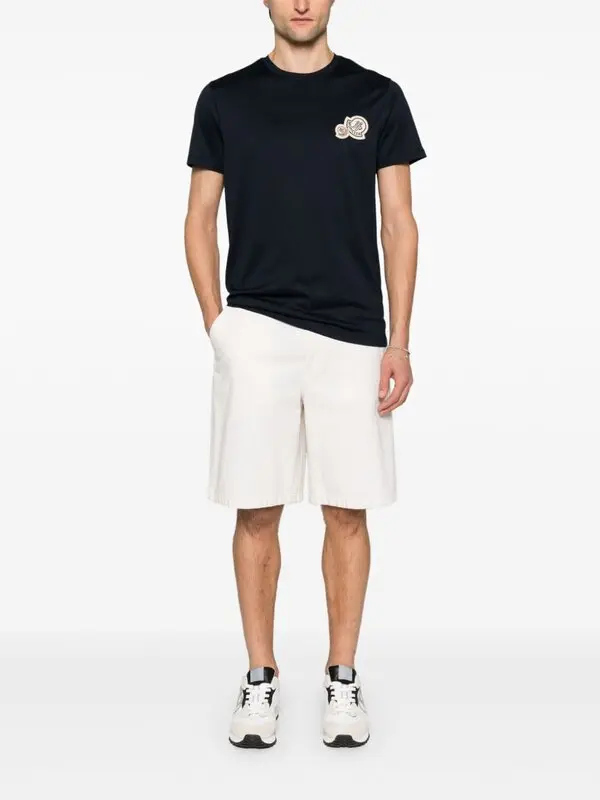 Moncler Double Logo-patch Cotton T-shirt - Blue