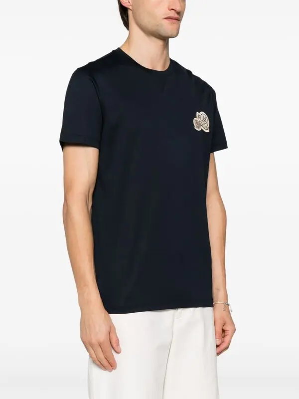 Moncler Double Logo-patch Cotton T-shirt - Blue