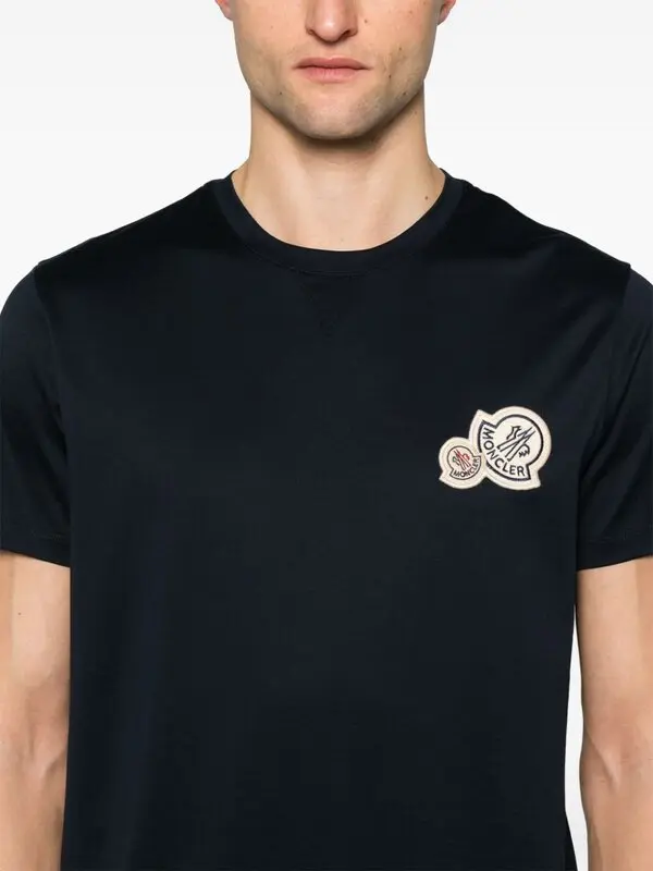 Moncler Double Logo-patch Cotton T-shirt - Blue