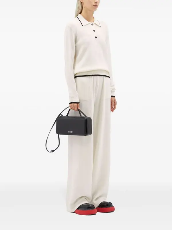 MSGM Logo-embroidered Wide-leg Trousers