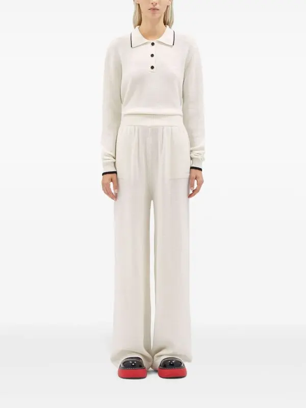 MSGM Logo-embroidered Wide-leg Trousers