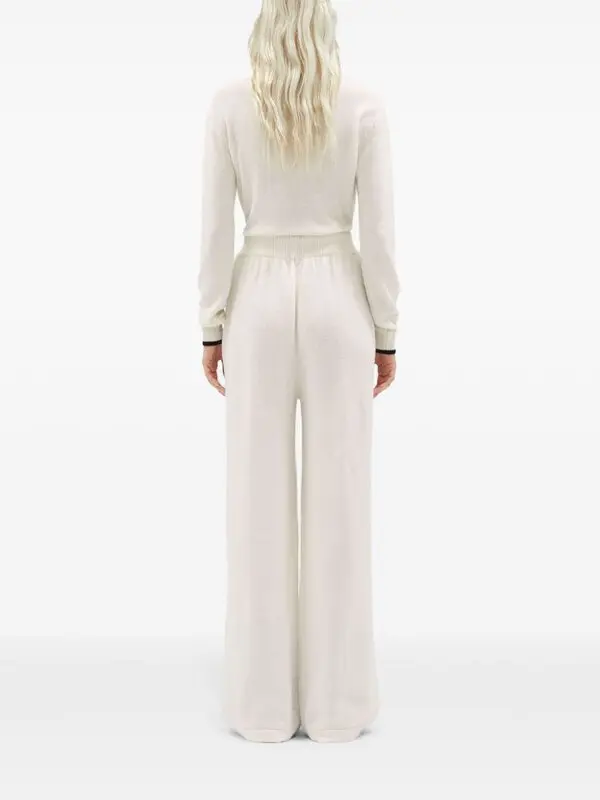 MSGM Logo-embroidered Wide-leg Trousers