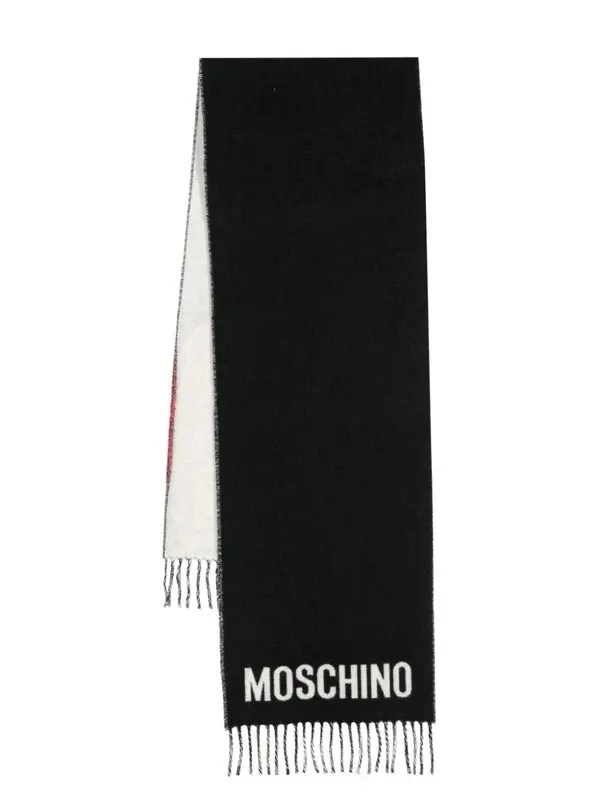 Moschino Logo-intarsia Wool Scarf - Black