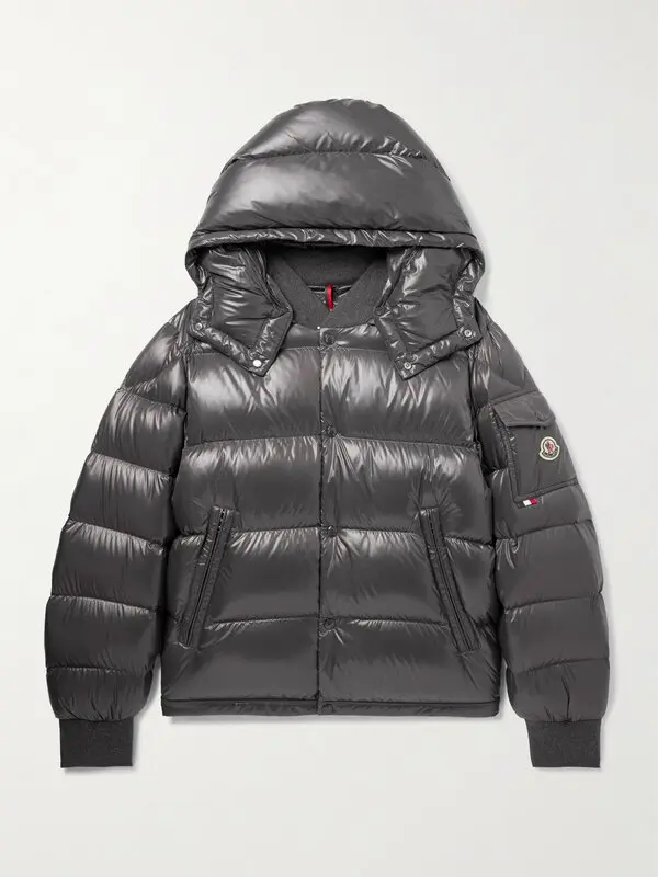 Moncler Maljasset Slim-fit Quilted Lacquered-nylon Hooded Down Jacket - Gray