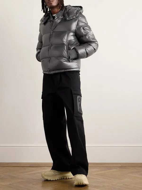 Moncler Maljasset Slim-fit Quilted Lacquered-nylon Hooded Down Jacket - Gray