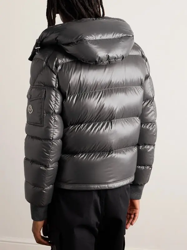 Moncler Maljasset Slim-fit Quilted Lacquered-nylon Hooded Down Jacket - Gray