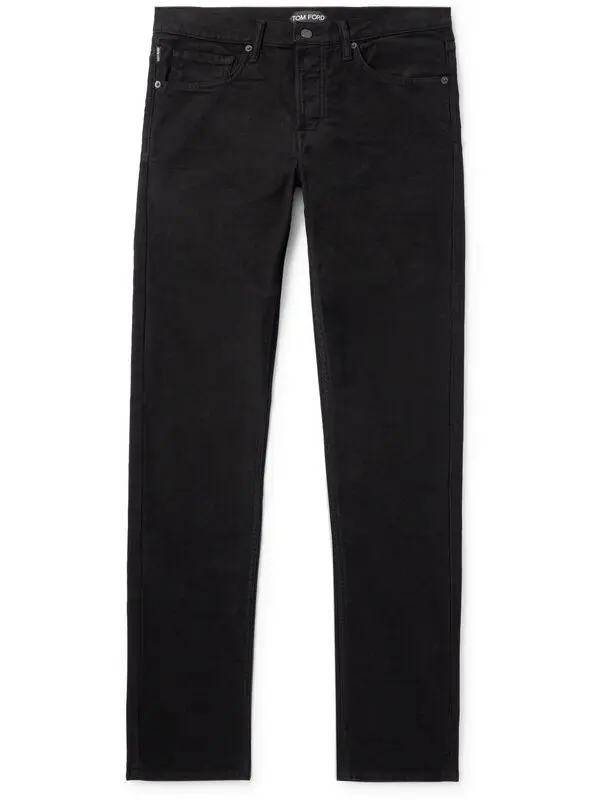 TOM FORD Slim-fit Cotton-blend Moleskin Trousers - Black