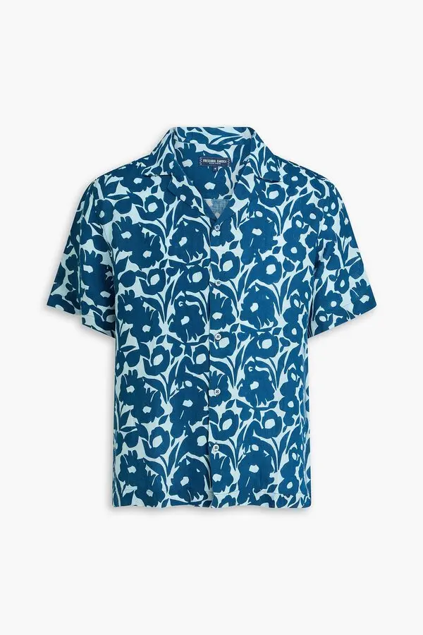 Frescobol Carioca Roberto Floralprint Linen Shirt - Blue