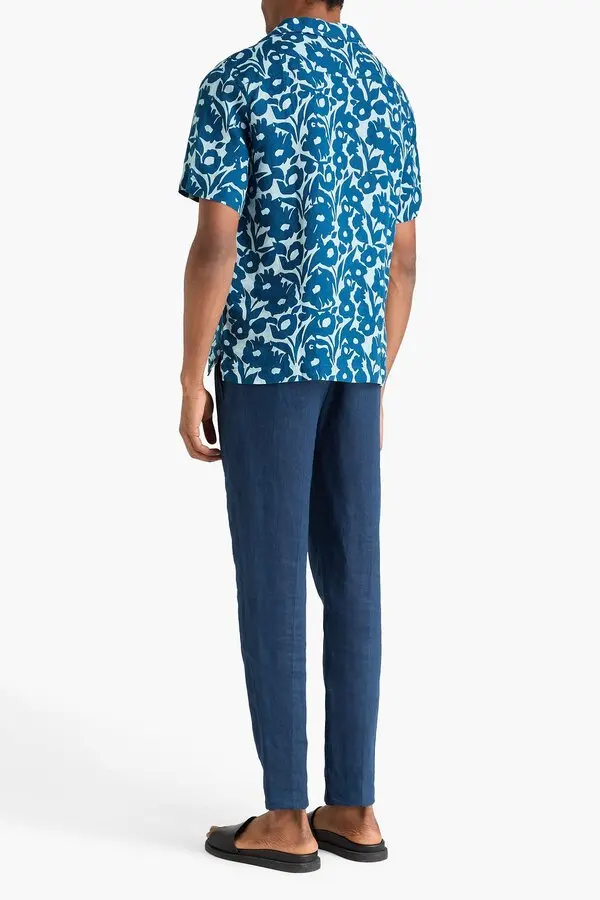Frescobol Carioca Roberto Floralprint Linen Shirt - Blue
