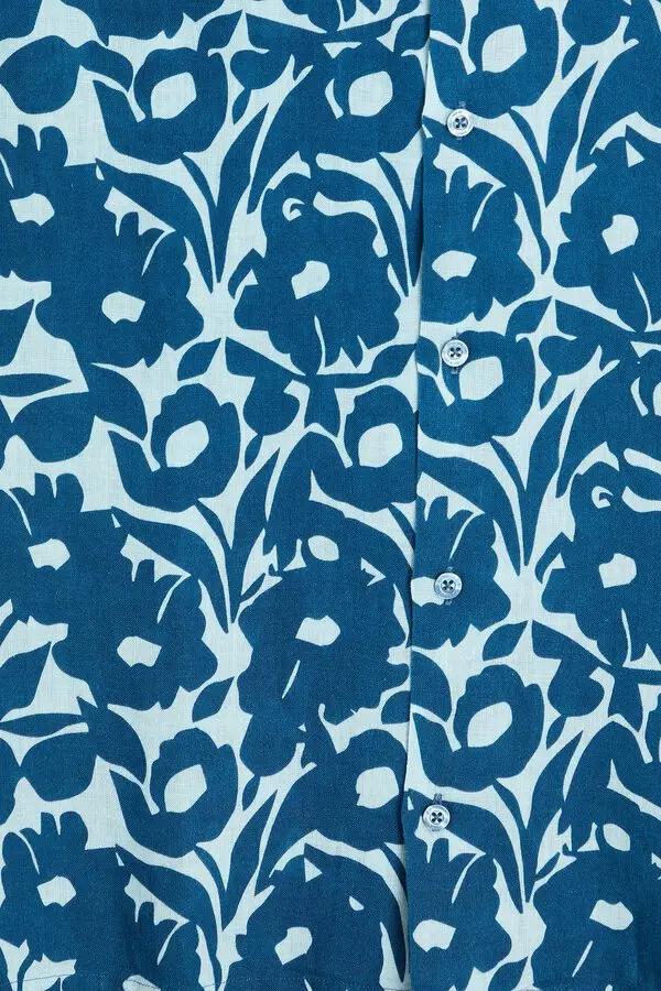 Frescobol Carioca Roberto Floralprint Linen Shirt - Blue