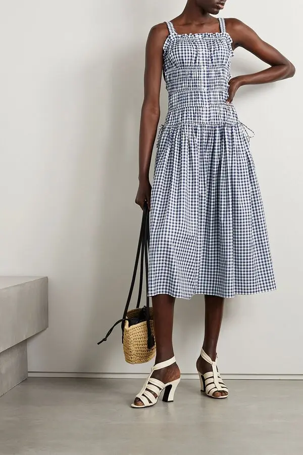 maeve ruched gingham dress Leslie_Loves_Pockets on LTK