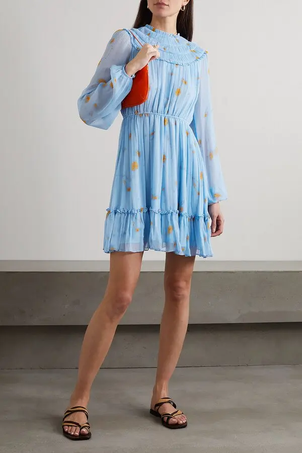 jason wu blue floral dress Jason Wu Floral Print Mini Dress - Blue Dresses, Clothing - JAS33320