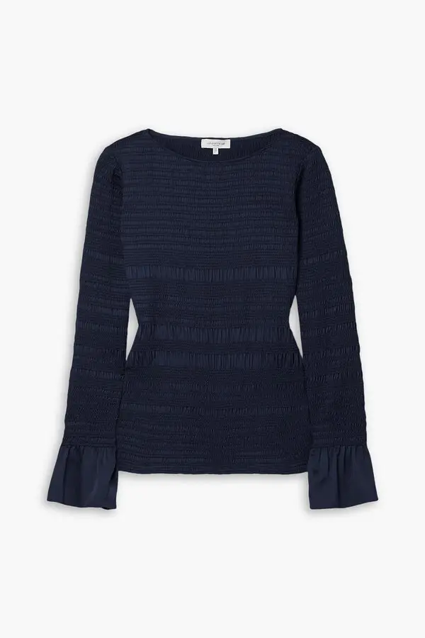 Lafayette 148 New York Shirred Crepe De Chine Top
