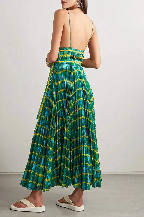 Altuzarra Winda Pleated Tie-Dyed Maxi Dress In Green - 85% Off |  Editorialist