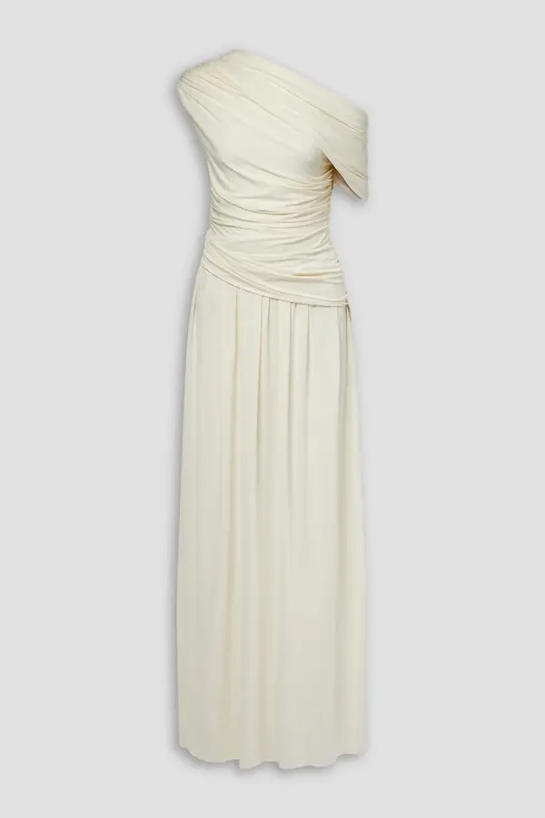 chinese dress ladies La Lune Gathered One Shoulder Maxi Dress | Cream | Dresses main image 1