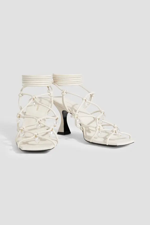 Altuzarra Faux Pearl-embellished Knotted Leather Sandals