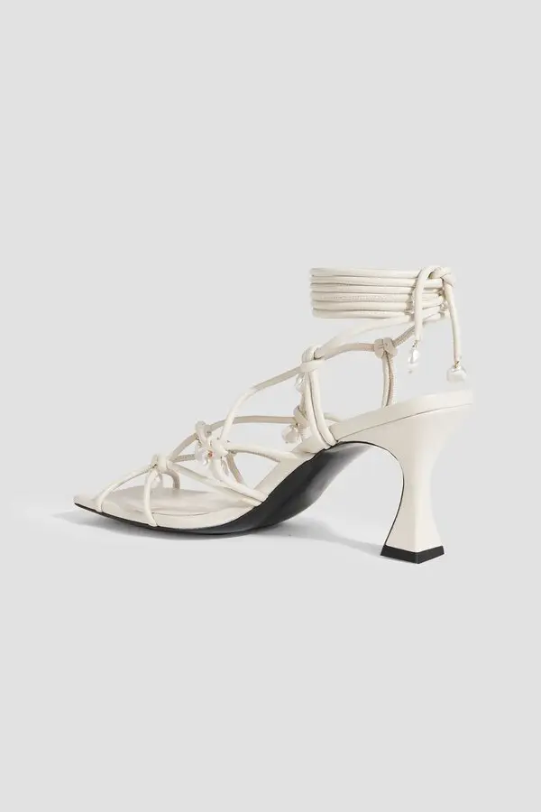Altuzarra Faux Pearl-embellished Knotted Leather Sandals