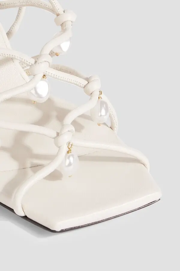 Altuzarra Faux Pearl-embellished Knotted Leather Sandals