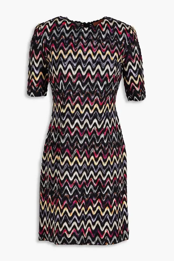 Missoni Crochet-Knit Wool-Blend Mini Dress - Black - 65% Off | Editorialist